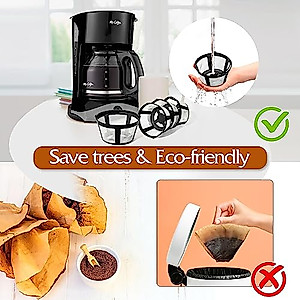 Reusable Coffee Filters 4 Packs - 8-12 Cup Mr Coffee Filters Permanent Basket Coffee Filter Reusable for Mr. Coffee, Black & Decker Coffee Maker-with Handle, Safe& Easy to Clean