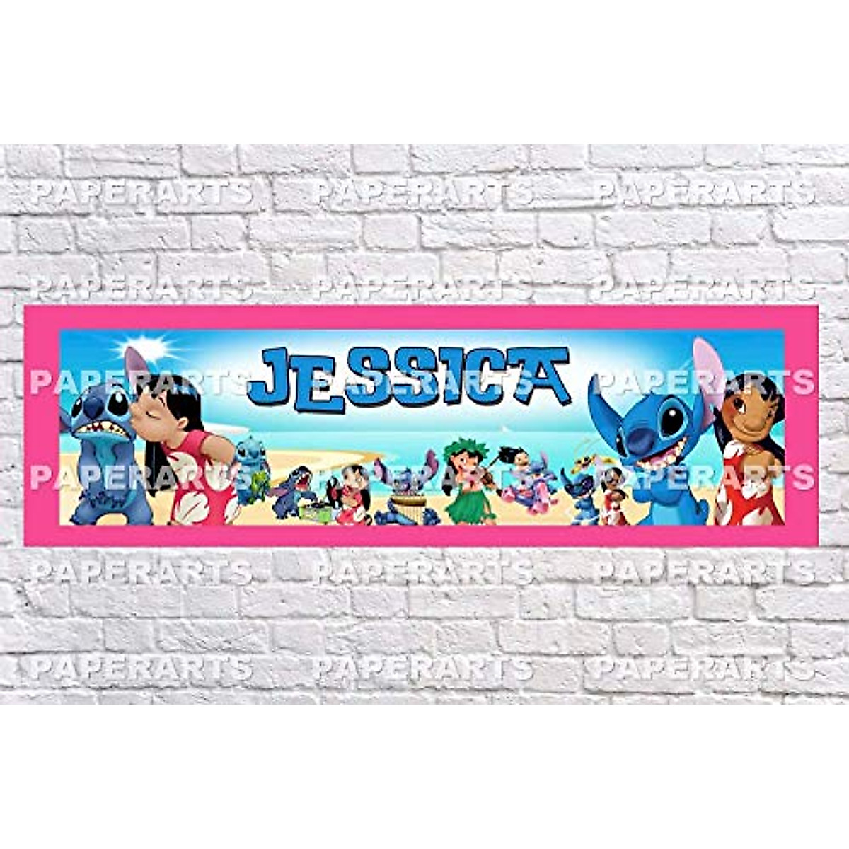 Lilo and Stitch - Personalized Birthday Name Poster with Custom Name On it, Border Mat and Frame Options
