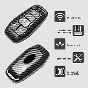TANGSEN Smart Key Fob Case Cover Compatible with Ford Edge Explorer F-150 F-250 Fusion Mondeo Taurus for Mustang for Lincoln MKC MKX MKZ 5 Button Keyless Entry Remote Silver Label Carbon Fiber