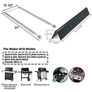 Uniflasy 7507 Grill Replacement Part Kit for Weber Genesis Silver A, Spirit 200 Series, Spirit 500, Spirit E-210, Spirit E-200, S-200, S-210 7507 Grill Burner Tube Set with 7535 Flavorizer Bar, 7534
