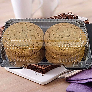 9 x 5 Dessert cake roll container Clear Hinged Lid disposable 9 x 5 great for Loaf Deep Cookies plastic containers disposable donut sandwich clamshell containers for food Takeout Trays (Pack of 25)
