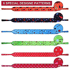 6 Pieces Kids Eyeglass Strap Nonslip Neoprene Glasses Holder Sunglasses Lanyard Eye Glasses Cord Holder Neck Strap Sports Safety Retainer for Boys Girls (Wild Animals, Green, Blue, Pink Princess)