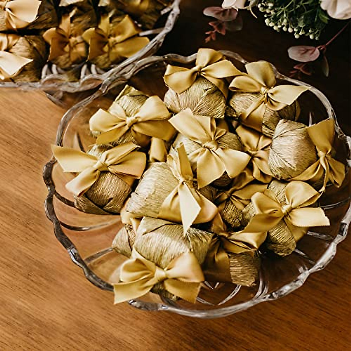 Showin Double Face Gold Polyester Satin Ribbon,1” x Continuous 25 Yards, Use for Bows Bouquet, Gift Wrapping,Wedding,Floral Arrangement & Other Projects by Showin