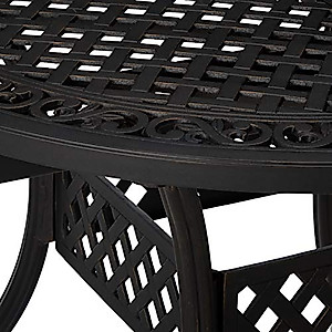 Christopher Knight Home Stock Island Outdoor Expandable Aluminum Dining Table, Black Sand Finish