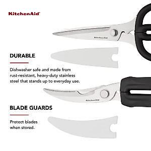 KitchenAid Stainless Steel All Purpose and Poultry Shears Set with Soft Touch Handles, 2 Piece, Black