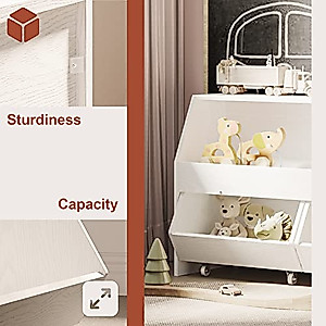 ZOPEND Toy Storage and Organizer for Kid, Boys and Girls Muti-Functional Bookcase and Storage Bin with Moveable Drawers, Children Toddler Storage Carbinet for Playroom, Bedroom, Nursery