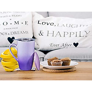 Bruntmor Ceramic Tea Infuser Mug With Stainless Steel Infuser And Removable Lid, Microwave Oven And Dishwasher Safe, Great For Use With Loose Tea Leaves And Sachets (16 oz, Gradient Purple)