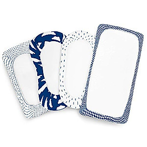 Bassinet Bed Sheets – Premium Bassinet Fitted Sheet for Halo, Mika Micky, Maxi COSI & Others - 4 Pack 100% Jersey Knit - Bassinet Bedding for Standard Size Oval or Halo Bassinet Pads for Boys & Girls