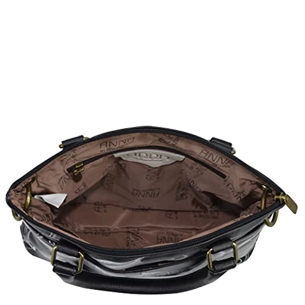 Anna by Anuschka Women's Leather Small Satchel, Midnight Floral Black, One Size US