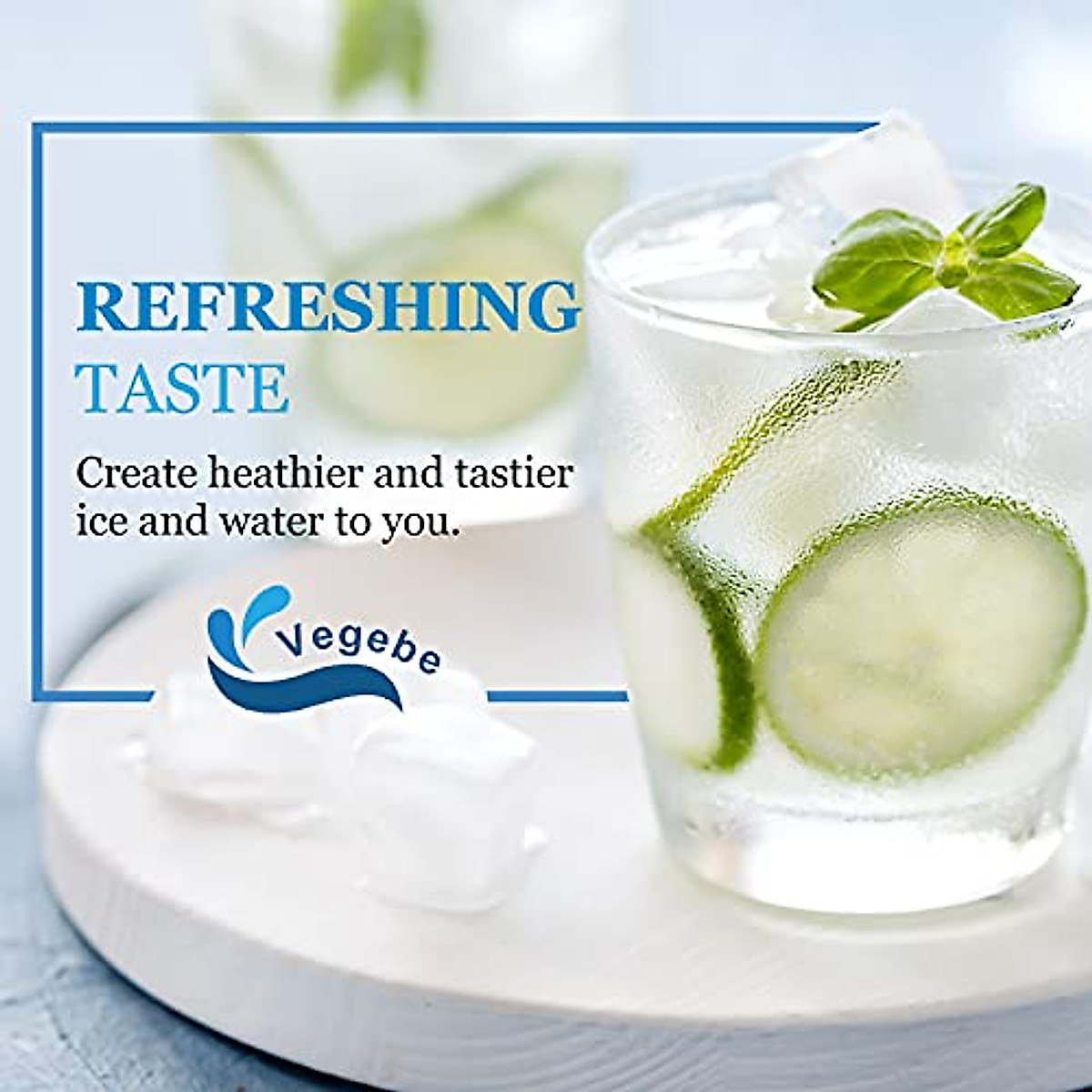 Vegebe Inline Water Filter for Ice Maker, Refrigerator, Under-Sink Reverse Osmosis Water System, Post Activated Carbon Water Filter Replacement Cartridge with 1/4-Inch Quick-Connect (Pack of 2)