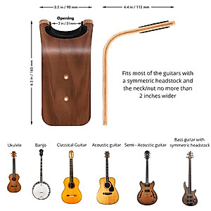Guitar Wall Hanger Handmade Unique Design Bent Wood Guitar Hanger Wall Mount Guitar Holder Acoustic Guitar Accessories Ukulele Wall Mount Stand Wall Guitar Mount Guitar Hook (Walnut, 1 pack)