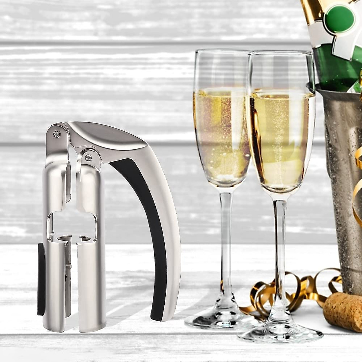 Champagne Opener,3pcs Bar Home Appliance Champagne Bottle Opener Sparkling Wine Cork Puller,Bar Jar Cork Puller Champagne Corkscrew Kitchen Sparkling Wine Bottle Opener(silver)