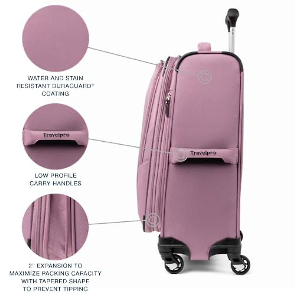 Travelpro Maxlite 5 Softside Expandable Luggage with 4 Spinner Wheels, Lightweight Suitcase, Men and Women, Orchid Pink Purple, Carry-On 21-Inch