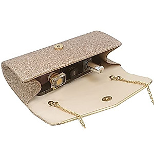 nodeber Glitter Sequin Envelope Clutch Purse Women Evening Bags Foldover Sparkling Party Handbags Champaign