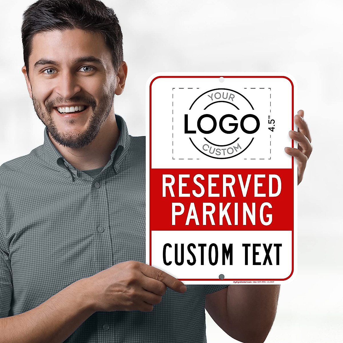 Custom No Parking Sign, Custom Reserved Parking Signs for Business, 10x14 Inches, Rust Free .040 Aluminum, Fade Resistant, Made in USA by My Sign Center (Post Holes)