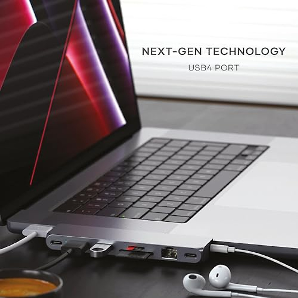 Satechi USB C Hub Multiport Adapter Pro Hub Max - USB4, USB-A Data, USB-C Data, Gigabit Ethernet, SD/Micro SD Port and Audio Jack - for M2/ M1 MacBook Pro/Air (Space Gray)