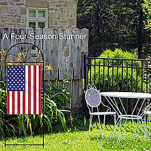 YEAHOME Garden Flag Holder Stand - Premium Metal Powder-Coated Garden Flag Arbor Weather-Proof Yard Flag Pole, Garden Flag Stakes Outdoor Decor for All Seasons Garden Flags