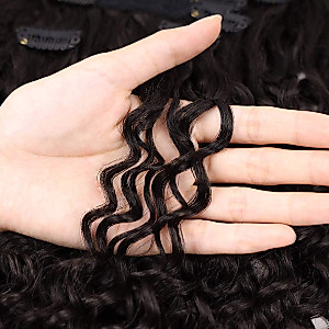 BHF 26 inch Kinky Curly Clip In Hair Extensions, Double Weft Full Head Japanese Heat Resistance Fiber 140g Synthetic Curly Hair Extensions For Women 7pieces (#1B)