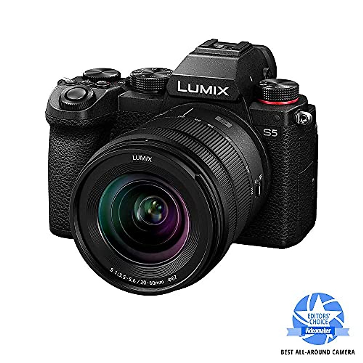 Panasonic LUMIX S5 Full Frame Mirrorless Camera, 4K 60P Video Recording with Flip Screen & WiFi, LUMIX S 20-60mm F3.5-5.6 Lens, L-Mount, 5-Axis Dual I.S, DC-S5KK (Black) (Renewed)