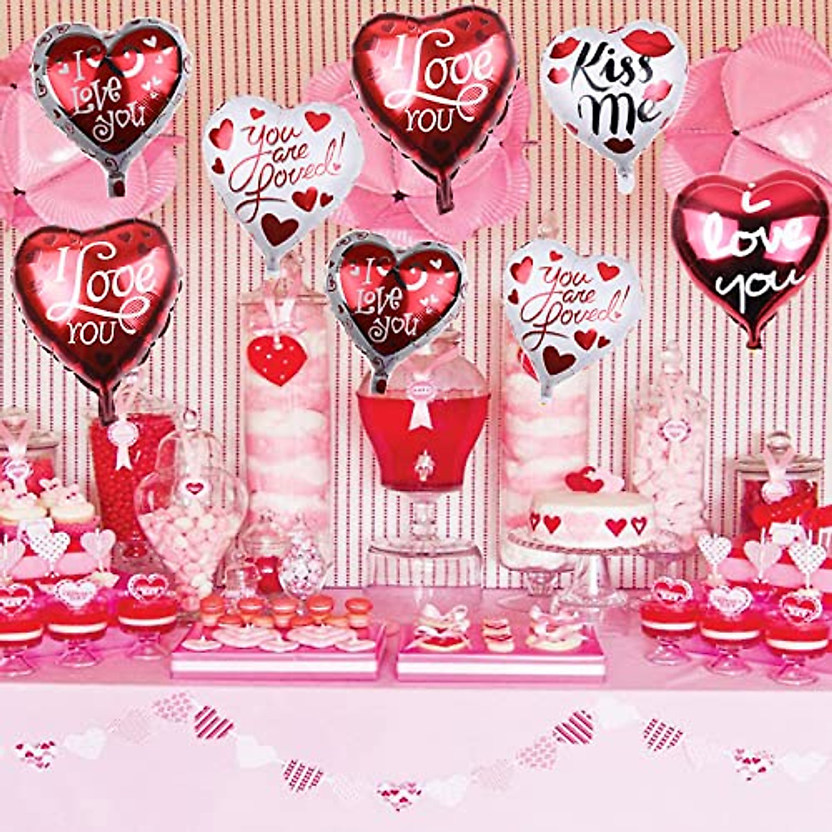 Happy Valentines Day Balloons Party Decorations Supplies - I Love You Kiss Me You are Loved Valentines Balloons Romantic Decorations