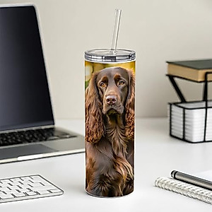 Field Spaniel Dog Photo Skinny Tumbler 20oz with Straw Insulated Water Bottle Gift