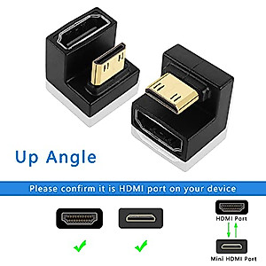 GINTOOYUN U Shape Mini HDMI to HDMI Adapter 8K Mini HDMI Male to 180 Degree HDMI Female Extension Adapter for Camera,Laptop,Tablet,HDTV,Projector 2 PCS(UP)