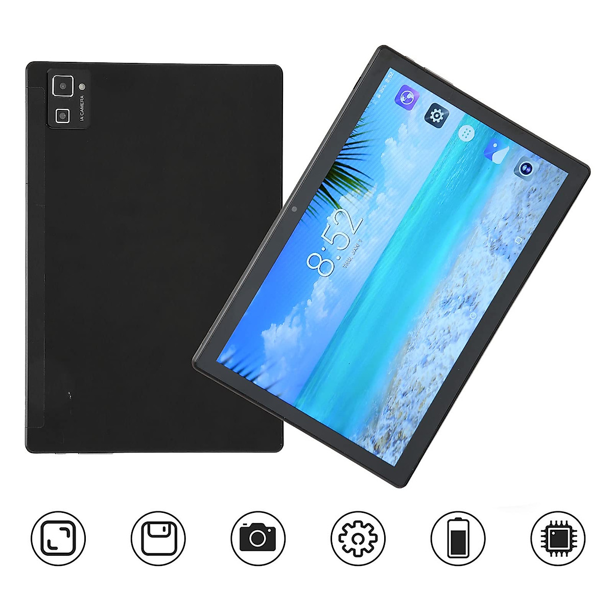 Acogedor Cellular Tablet 10.1 Inch, Android 10.0 Tablets, with Octa Core CPU, 2.4G 5G Dual Band WiFi, Dual Card Dual Standby, 6GB RAM 128GB ROM, Bluetooth 5.0 and GPS (Black)