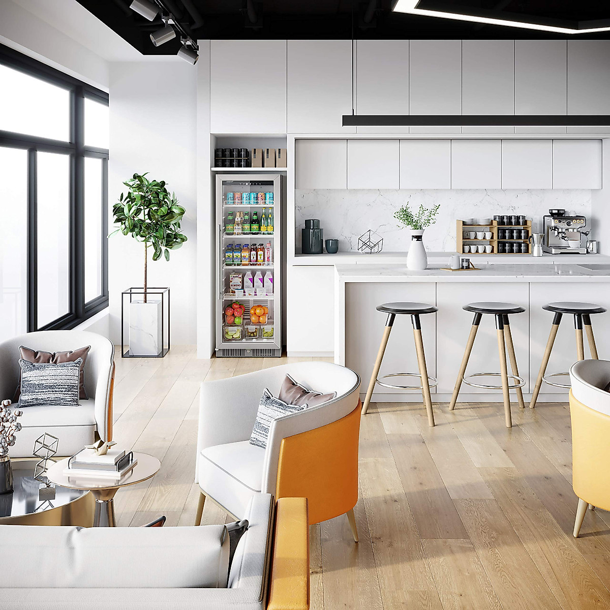 EdgeStar VBM101 22 Inch Wide 10.1 Cu. Ft. Commercial Beverage Merchandiser With Temperature Alarm and Reversible Door - Stainless Steel