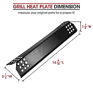 Unicook Porcelain Grill Heat Plate 14.56" L, Gas Grill Replacement Parts, 4 Pack Grill Heat Shield Tents, Grill Burner Cover, Flavorizer Bars, Flame Tamer for BBQ Gas Grill