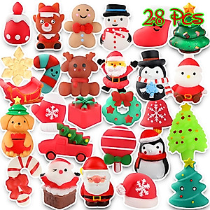 nobasco Squishies, 28 Pack Mochi Squishy Toys - Christmas Kawaii Cat Squishys Slow Rising Animals - Party Favors, Goodie Bag, Birthday Gifts, Mini Squishies Stress Reliever Toy Pack