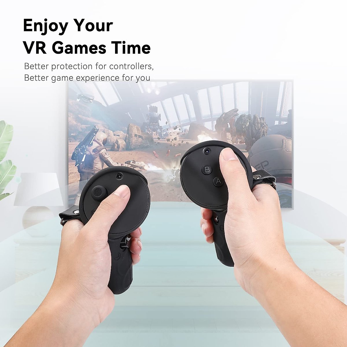 MOJOXR Touch Controller Grips Cover Compatible with Meta/Oculus Quest Pro Accessories, with Charging-Without-Removing Design and Adjustable Anti-Throw Wrist Knuckle Strap(2 Pack-Black)