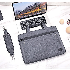 KCY Laptop Bag Case 13 13.3 14 Inch with Shoulder Starp, Waterproof Slim Computer Sleeve Compatible with MacBook Air 13 M1/M2, MacBook Pro 13/14, 13.5” Surface Laptop 5/4, Chromebook 14, Grey