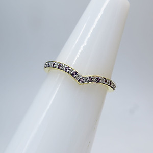 Dazzlingrock Collection Round Amethyst & White Diamond Wedding Chevron Band for Women in 14K Yellow Gold Size 7.5