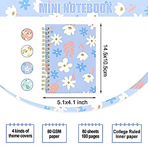 EOOUT 4 Pack Mini Spiral Notebook, A6 Cute Pocket Notebooks, Aesthetic Notebook, Small Journal Ruled Memo Notepad for School for Women for Travel for Kids