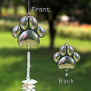 Rosleanny Paw Print Sun Catcher Crystals Prisms Hanging Garden Decor Pet Memorial Gifts Dog Remembrance Gift Pet Loss Sympathy Gifts Rainbow Maker Suncatcher for Window Friend Birthday Gifts