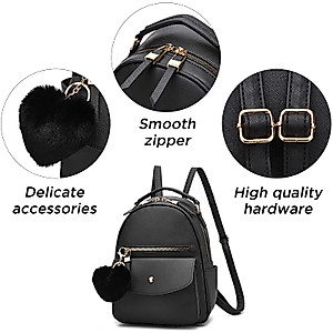 I IHAYNER Mini Backpack for Women Small Backpack for Ladies Leather Backpack Purse Designer Travel Satchel Bags with Pompom