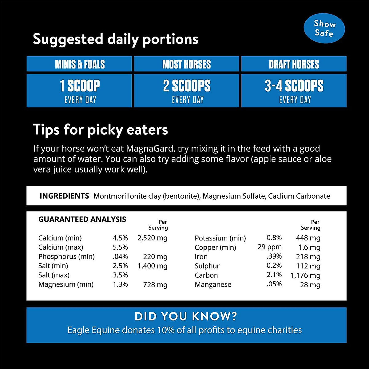 MagnaGard - Gastric Support Supplement for Horses | Relieves Ulcers, Calming Supplement, Magnesium & Other Vital Minerals | Powder, 20lb Bucket, 5-Month Supply | by Eagle Equine