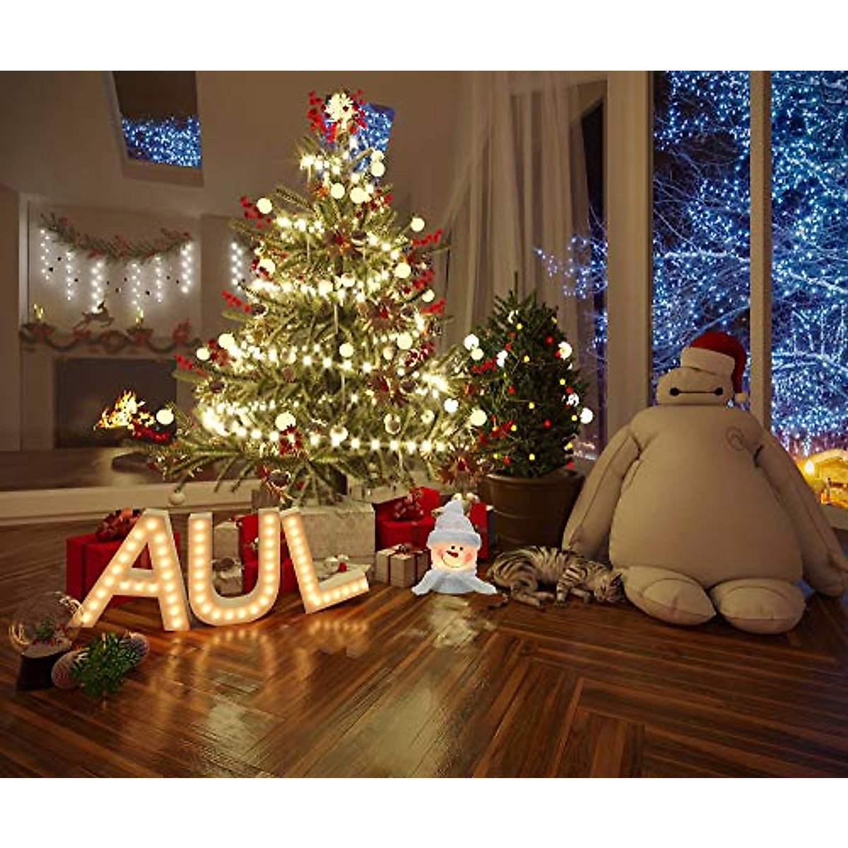 HutHomery Lighted Christmas Snowman Lamp, Electric Glass Snowman Ball Night Lights with Santa Claus Hat for Xmas Holidays Home Décor