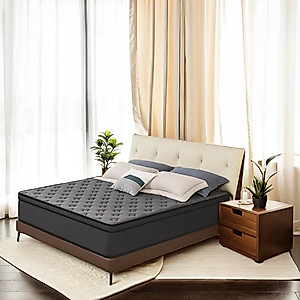 MRH Mattress, 12 Inch Euro Top Mattress in a Box,Memory Foam Hybrid Mattresswith Individually Pocket Springs,Med，Pure Black (Pure Black, Twin), PM2404