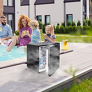 Upstreman 1.7 Cu.ft Mini Fridge with Freezer, Adjustable Thermostat, Energy Saving, Low Noise, Single Door Compact Refrigerator for Dorm, Office, Bedroom, Black-FR17