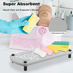 Joylifeboard Instant Dry Sink Organizer, Water Absorbing Stone Sink Tray,Diatomaceous Earth Fast Drying Stone Sink Caddy, Bathroom Counter Dry Stone Tray for Soap Sponge Cup