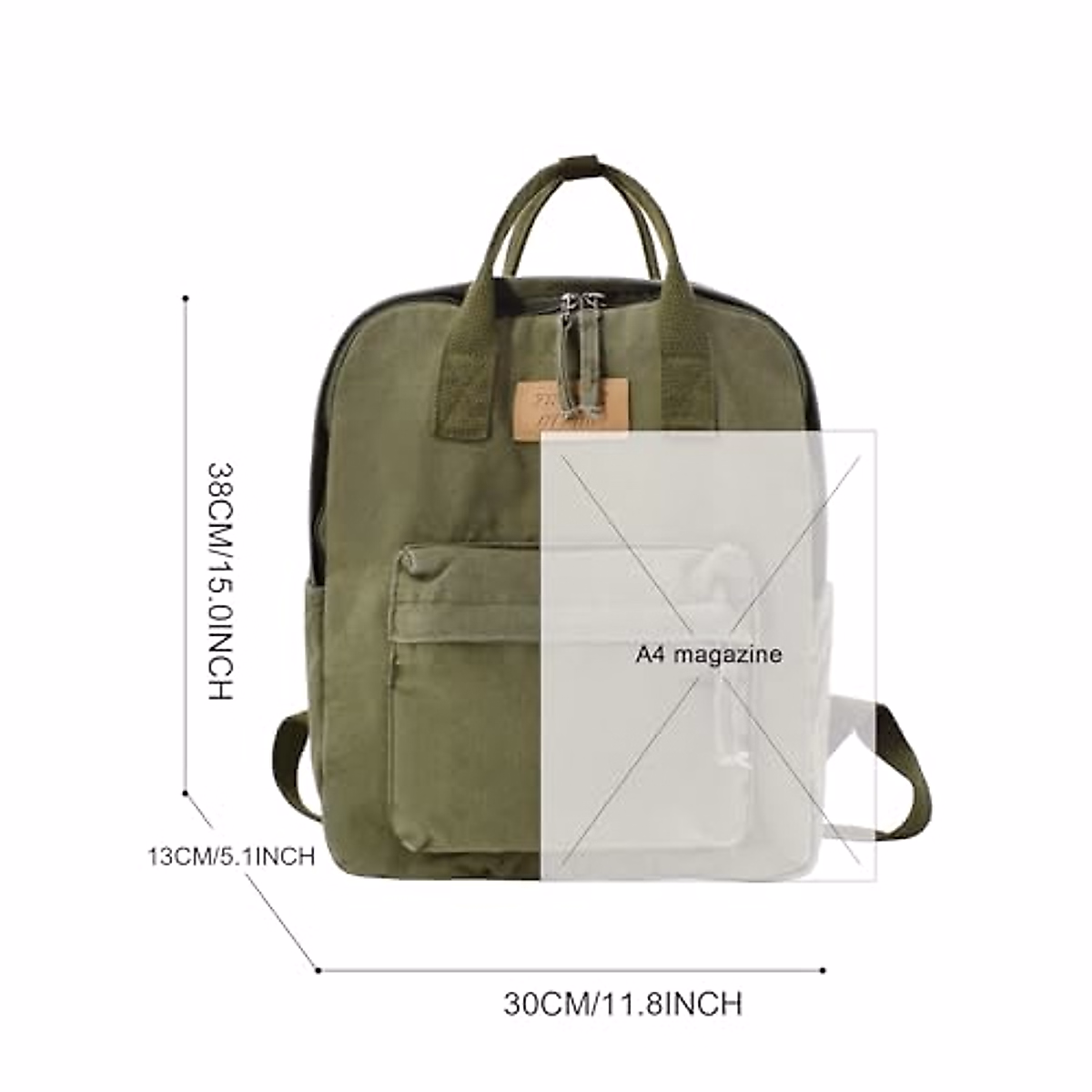 TeeYee Canvas Backpack Women Retro Large Capacity Backpack Casual Versatile Backpack BAG157green