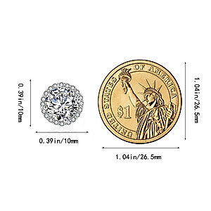 Silver Cubic Zirconia Stud Earrings - 925 Sterling Silver Crystal Round Diamond Rhinestone CZ Halo Studs Earrings for Women Men Everyday Earrings