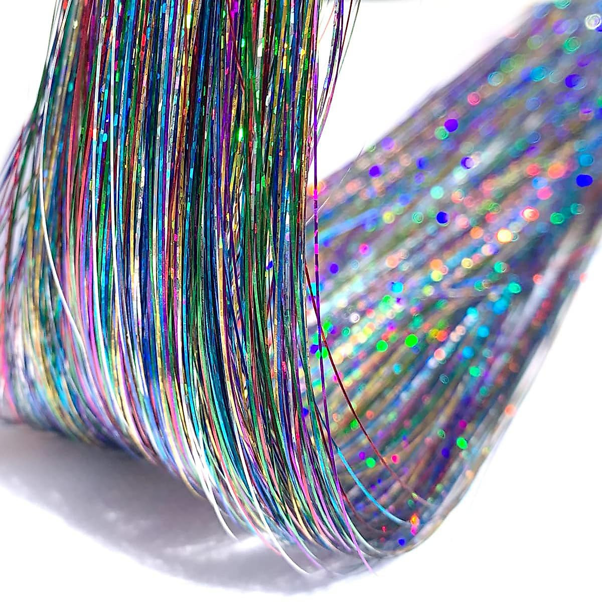 AlyBoto Hair Tinsel Heat Resistant 12 Colors 3000 Strands Fairy Hair Tinsel Kit Glitter Tinsel Hair Extensions 48 Inch Sparkle Hair Tinsel Kit For Girls (12color/3000strands-Pack)