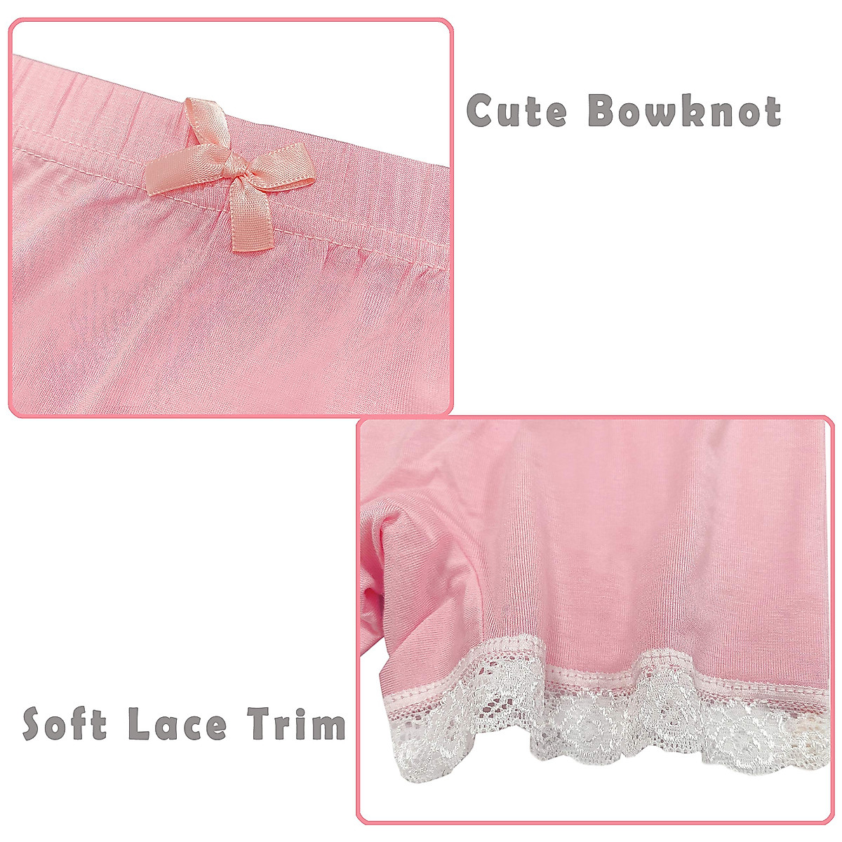 Girls Lace Shorts Under Dress Dance Bike Shorts for Playground Gym Sports (White, Pink, Grey, Black, 2T-3T)