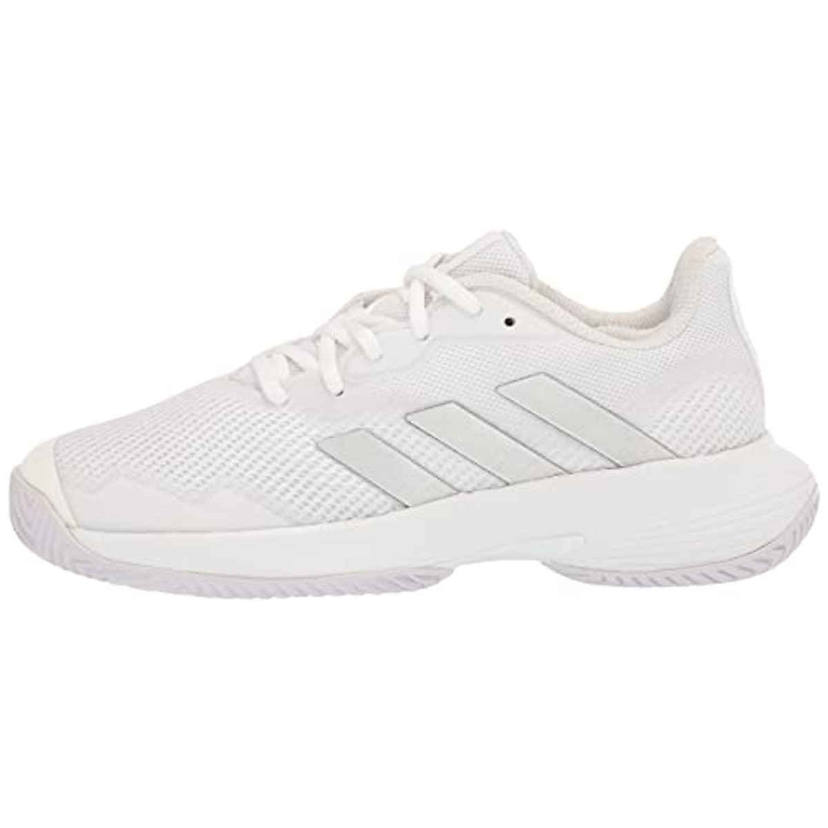 adidas Women's CourtJam Control Sneaker, White/Silver Metallic/White, 8.5