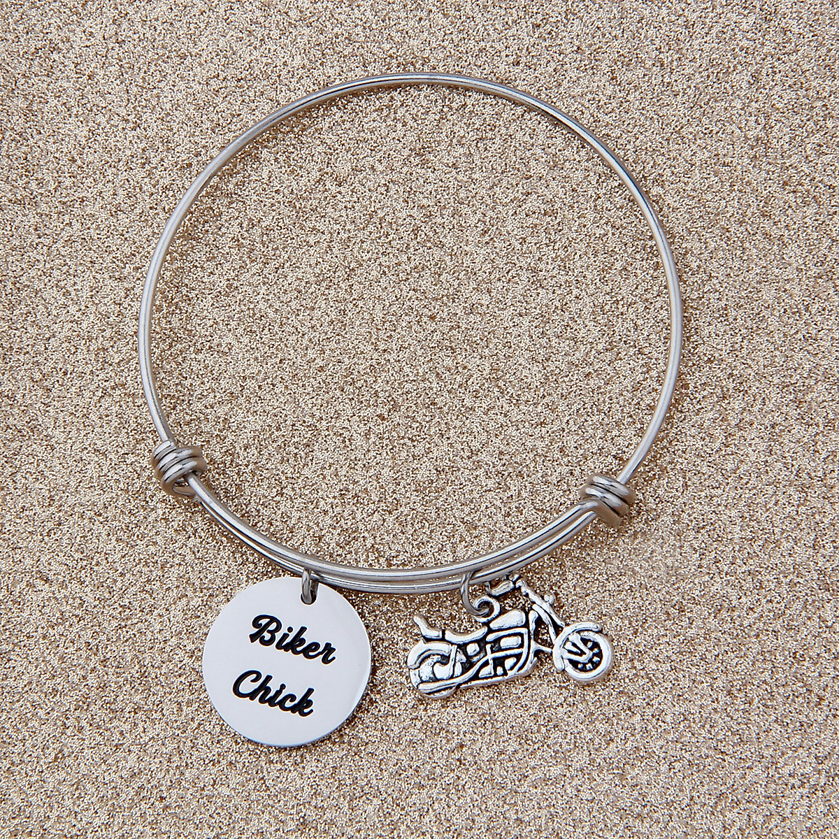 SEIRAA Biker Gift Motocycle Bracelet Biker Chick Gift Expandable Bracelet Jewelry (Biker Chick)