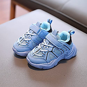 Lykmera Toddler Shoes Running Casual Kids Baby Mesh Sport Boys Girls Baby Shoes Toddler Kids Sports Shoes Walking Shoes (Blue, 15-18Months)