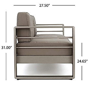 Christopher Knight Home Cape Coral Outdoor Loveseat Sofa with Tray, Khaki