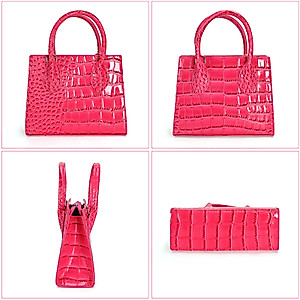 FRANSHION handbags for women，mini purses for women，cute small purse,small crossbody bags for women trendy（Pink crocodile print）